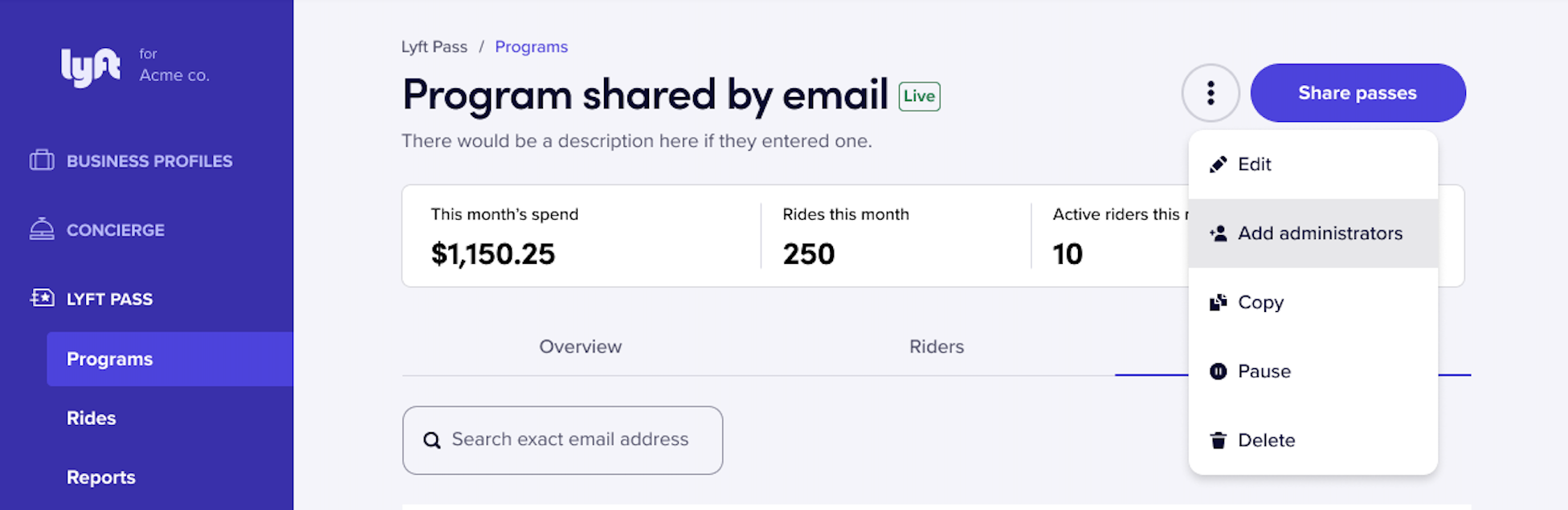 Managing your Lyft Pass programs – Lyft Business