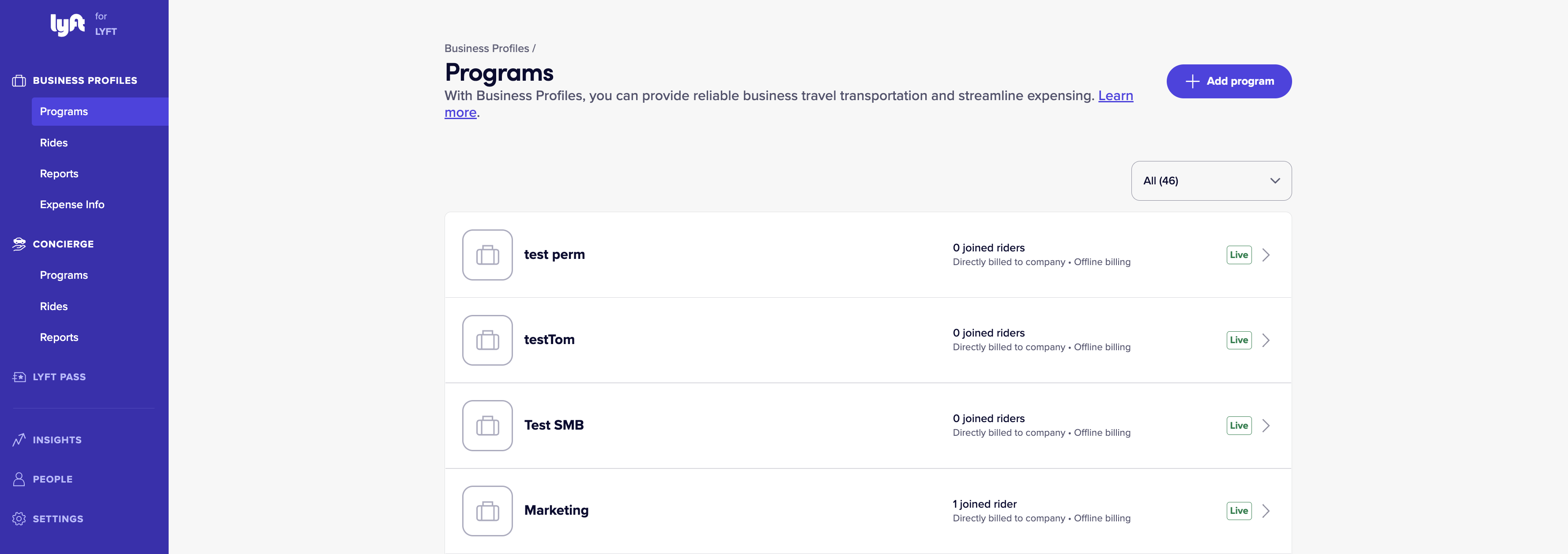 Managing your API client and program connections – Lyft Business